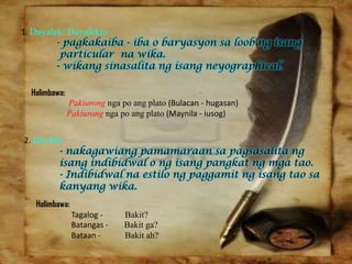 Mga Tungkulin, Barayti, at Rehistro ng Wika | PPTX