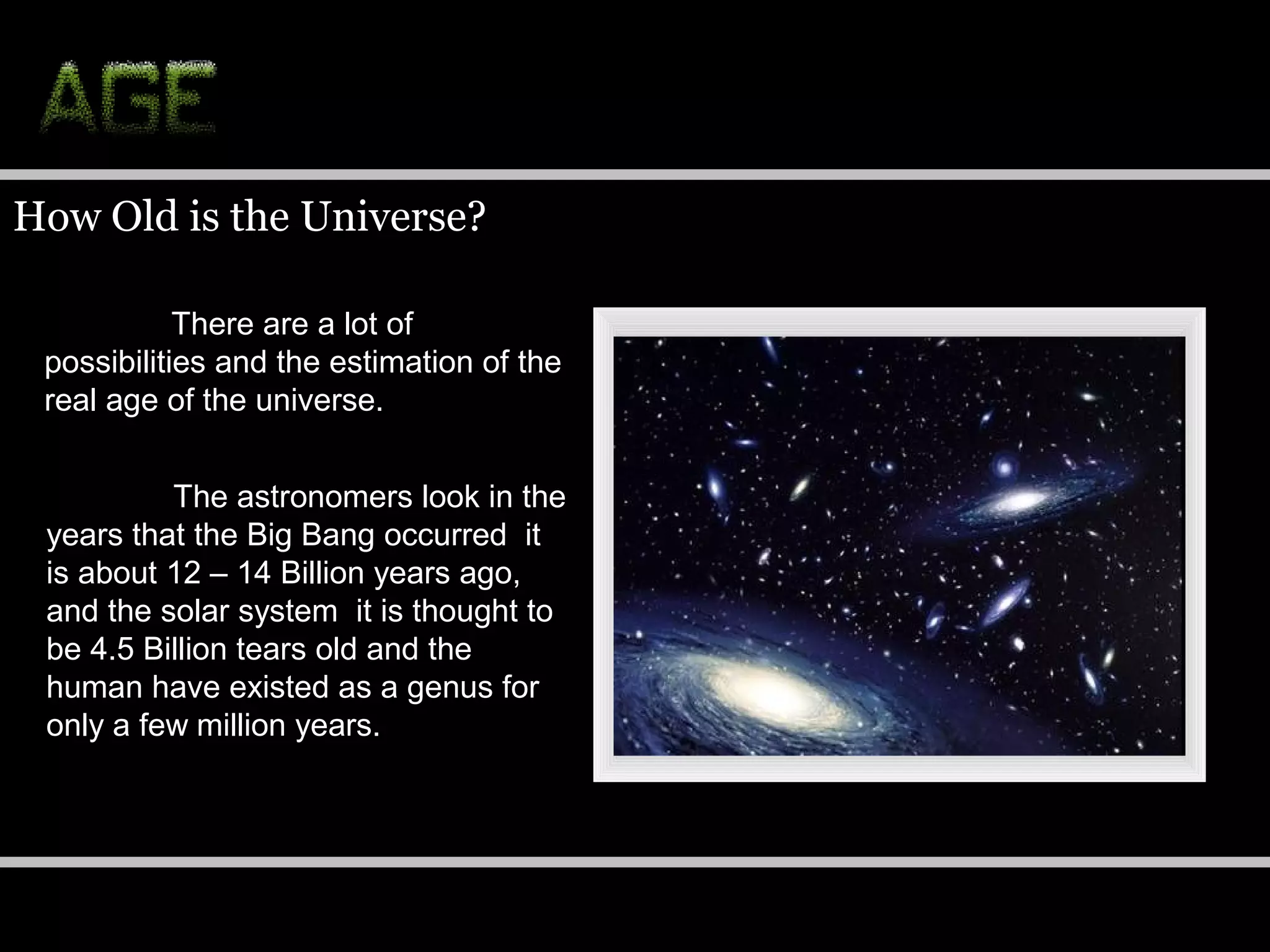 How old and the expansion of the universe | PPT
