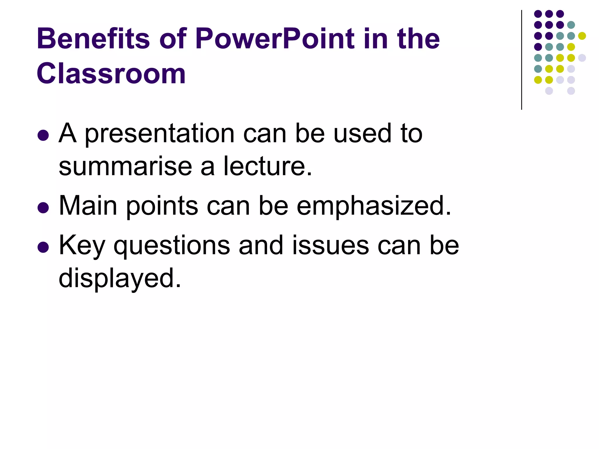 Power point in the classroom | PPTX