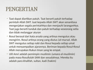 powerpoint agama kelompok 10. taat kepada allah, rosul, dan ulil amri | PPT