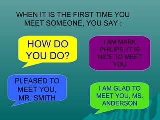 GREETINGS: how to introduce oneself and other people | PPT