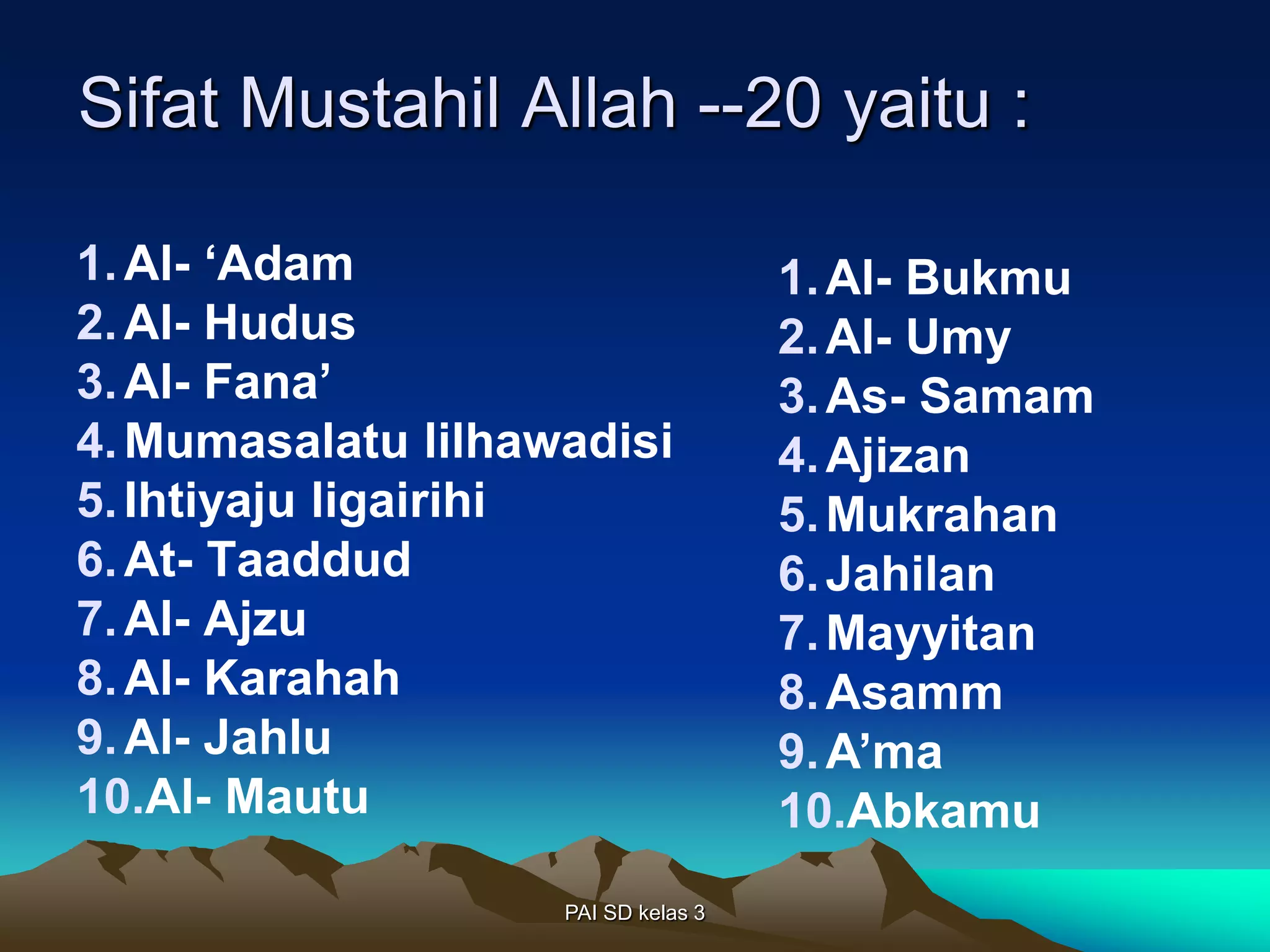 POWER POINT KLS 3 PAI SD ISLAM SMESTER 2 (DUA).ppt