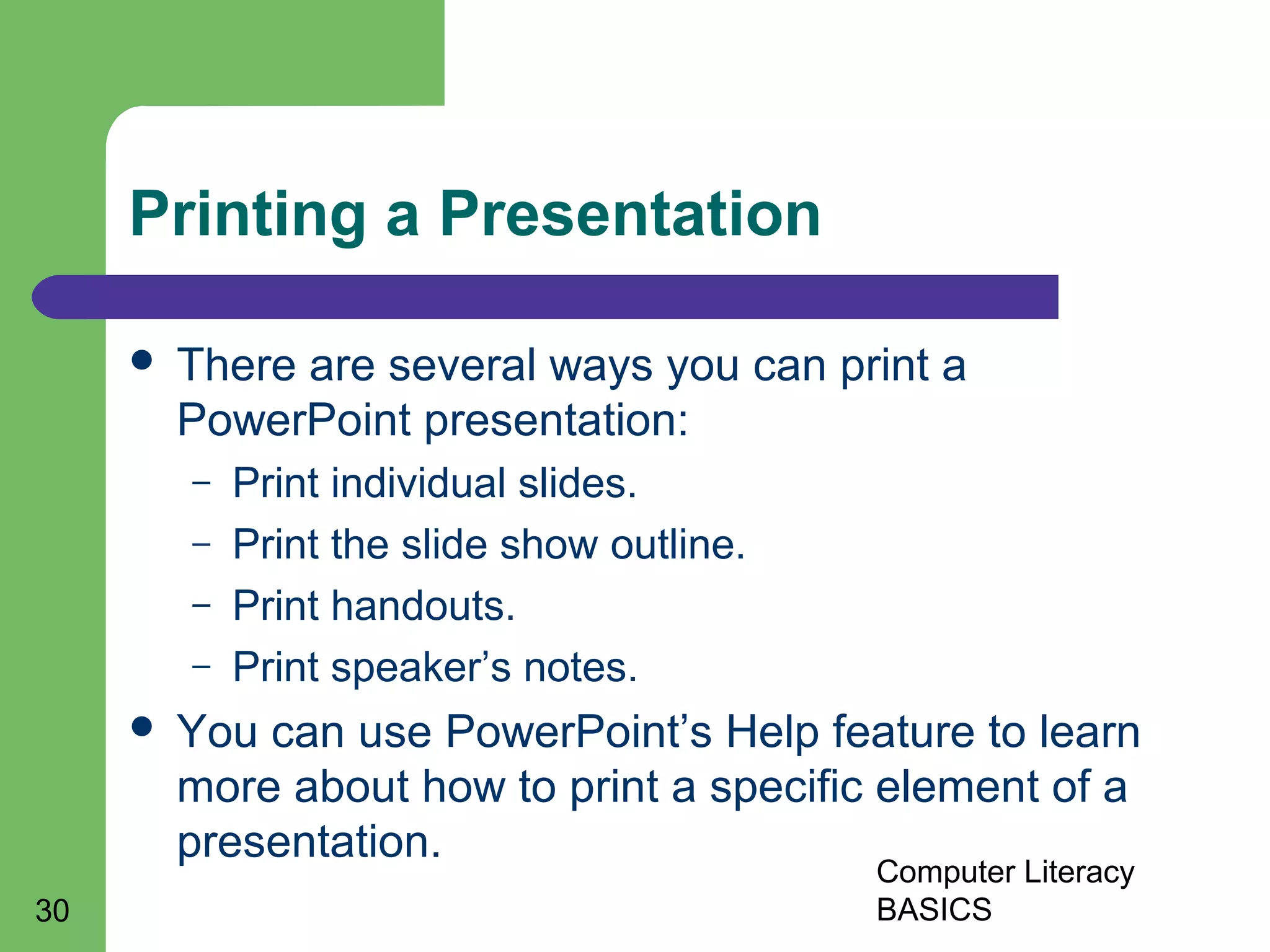 Power point lesson 20 | PPT