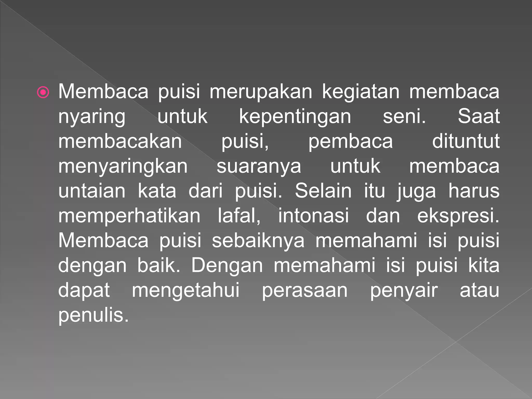 Power point membaca indah puisi | PPTX