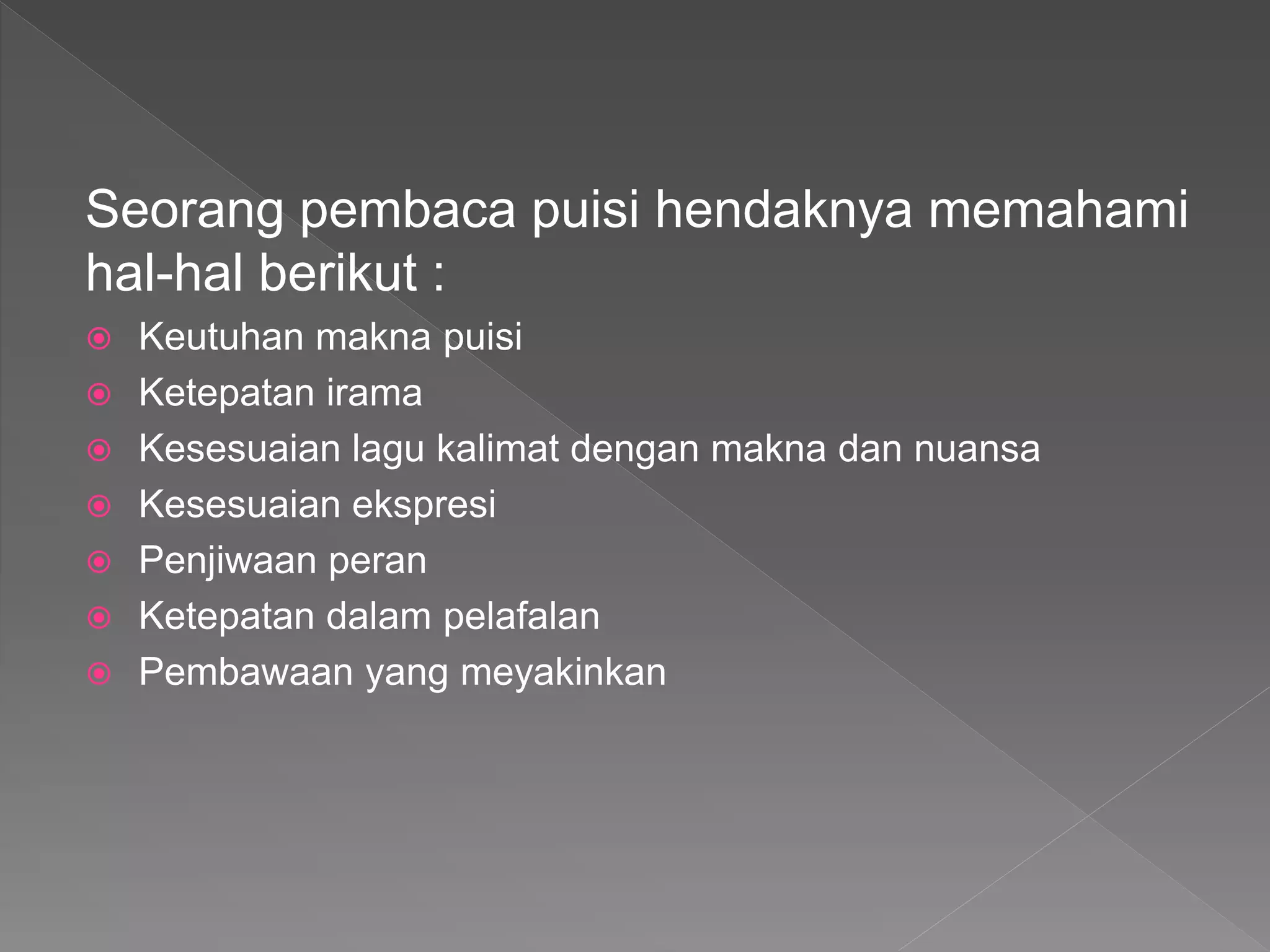 Power point membaca indah puisi | PPTX