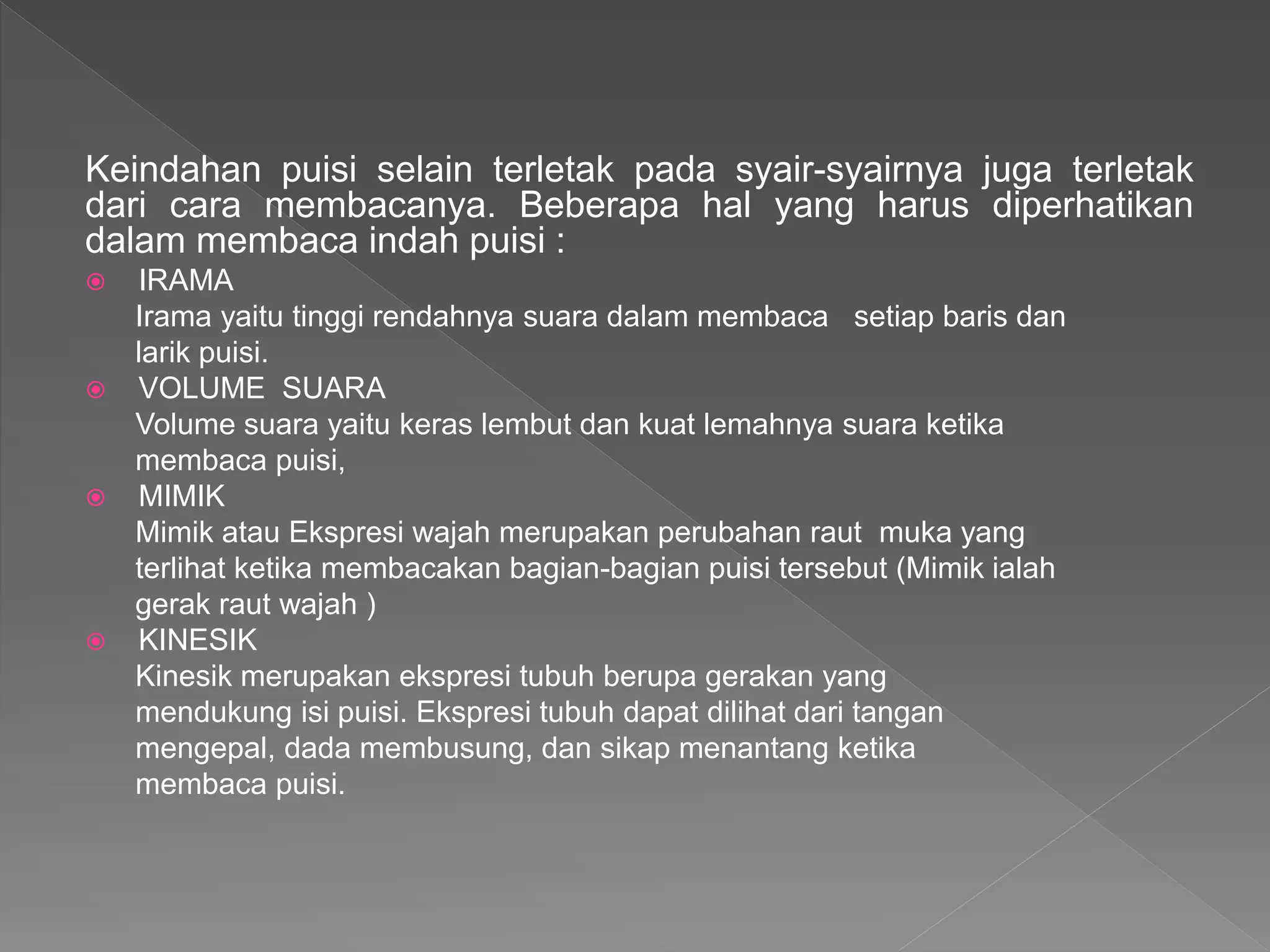 Power point membaca indah puisi | PPTX