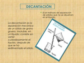 Power point: Métodos de separación de mezclas. | PPT