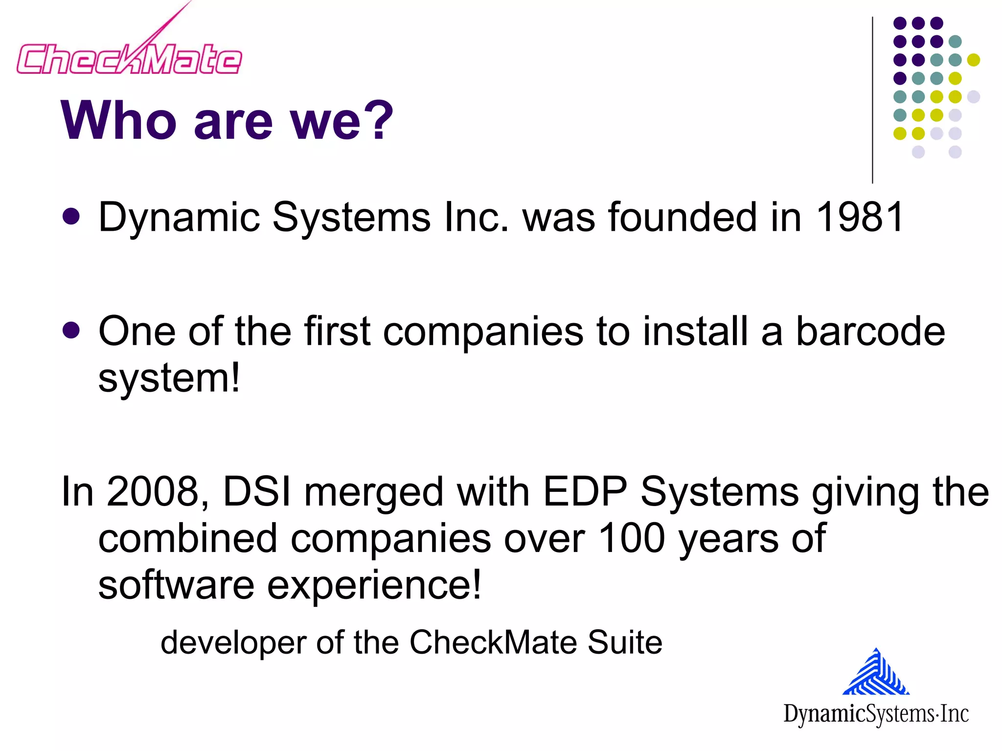Checkmate manufacturing barcode system | PPT