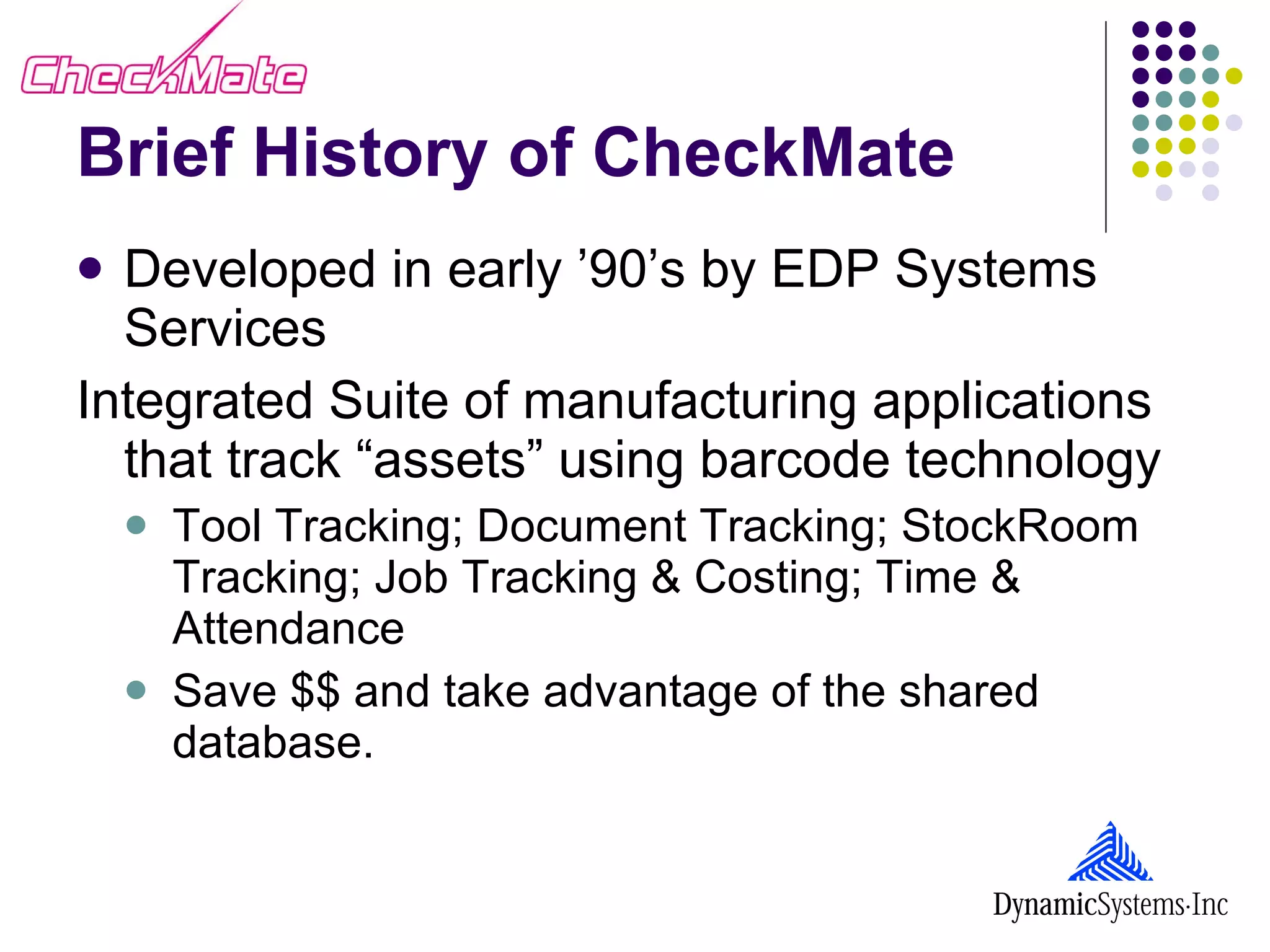 Checkmate manufacturing barcode system | PPT