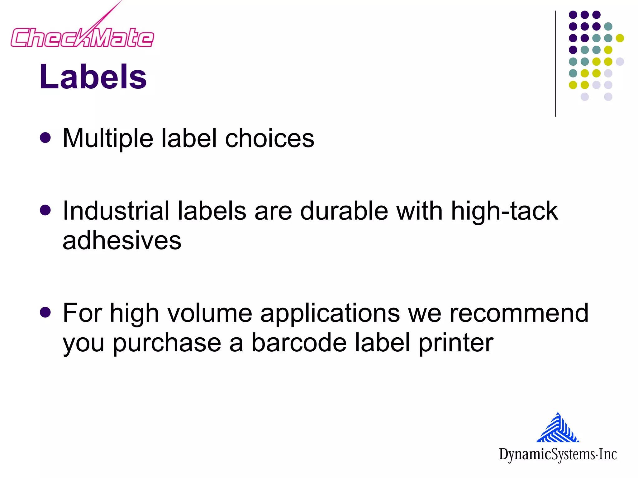 Checkmate manufacturing barcode system | PPT