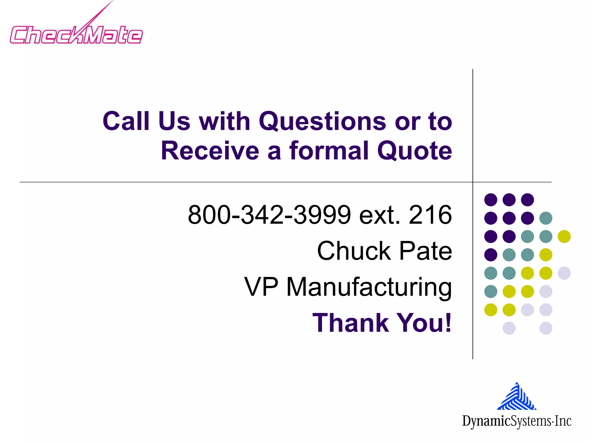 Checkmate manufacturing barcode system | PPT
