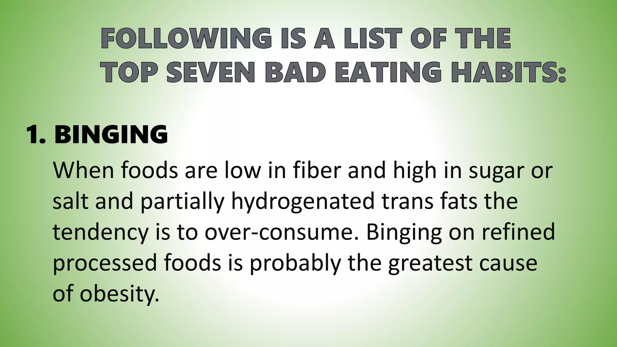 bad eating habits | PPTX