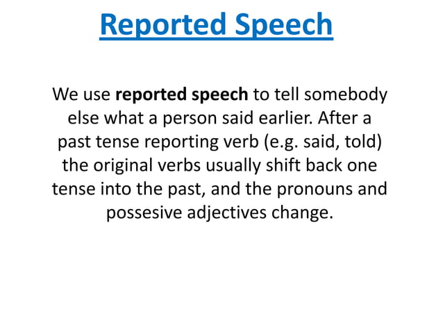 Reported Speech | PPT