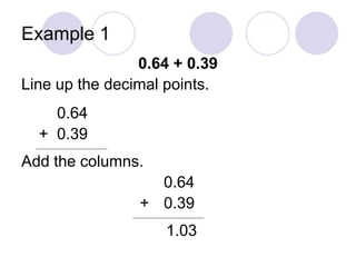 Powerpoint on adding and subtracting decimals notes | PPTX
