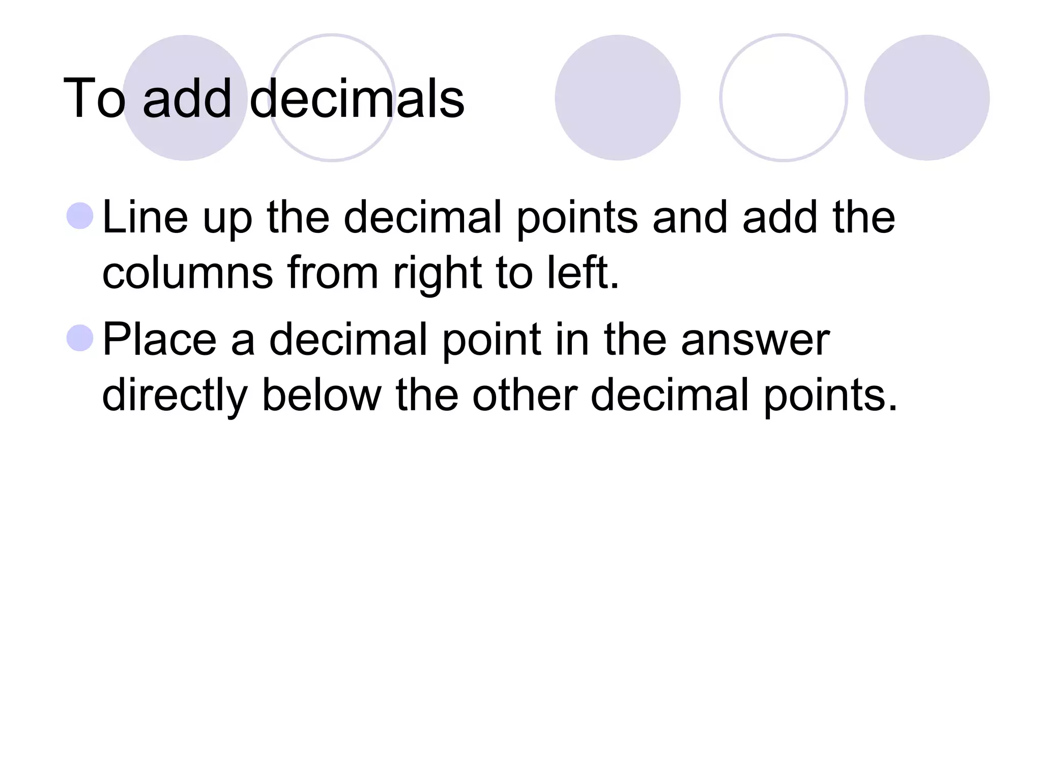 Powerpoint on adding and subtracting decimals notes | PPTX