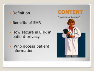 Powerpoint on electronic health record lab 1 | PPTX