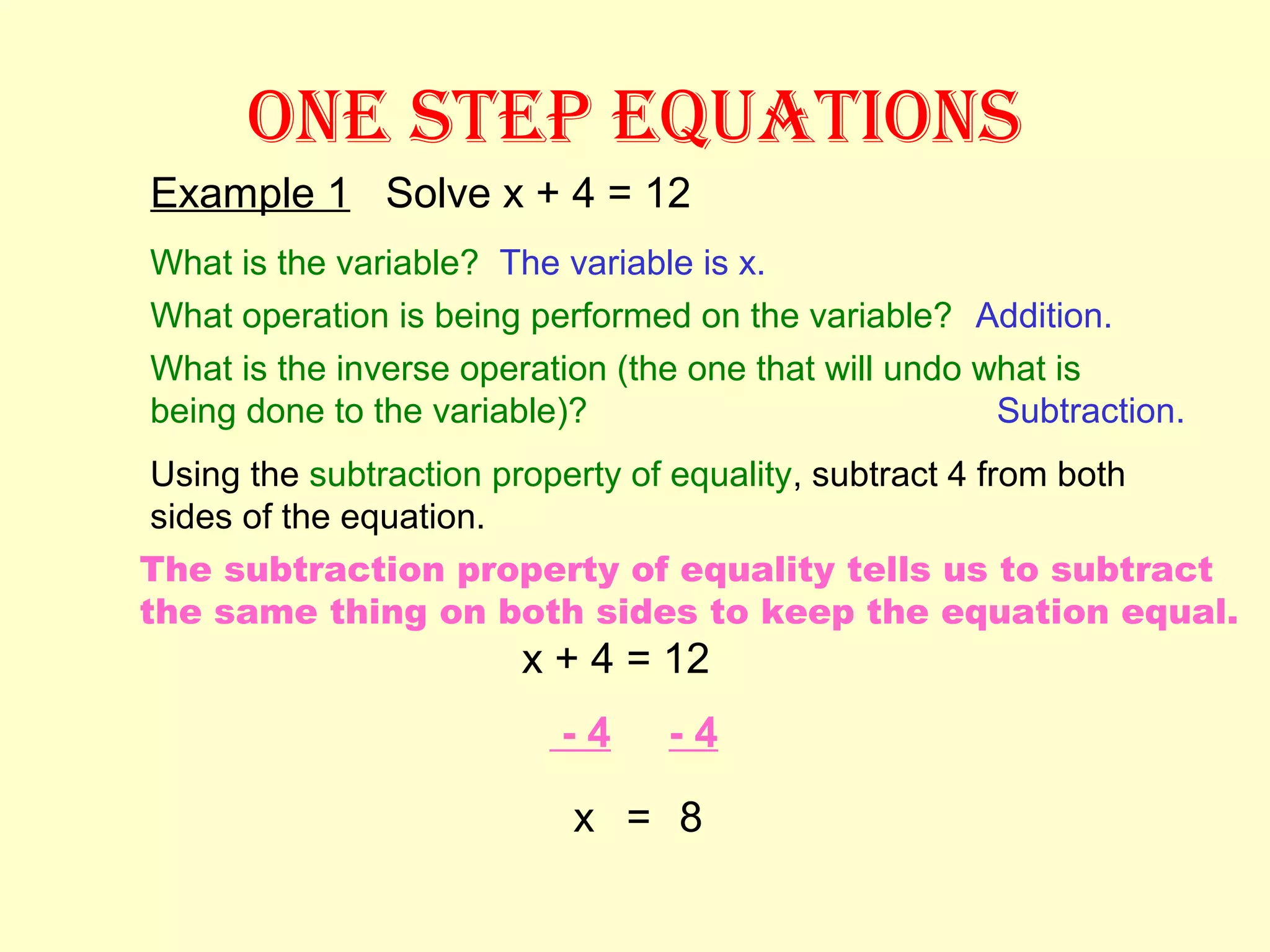 one step equations | PPT