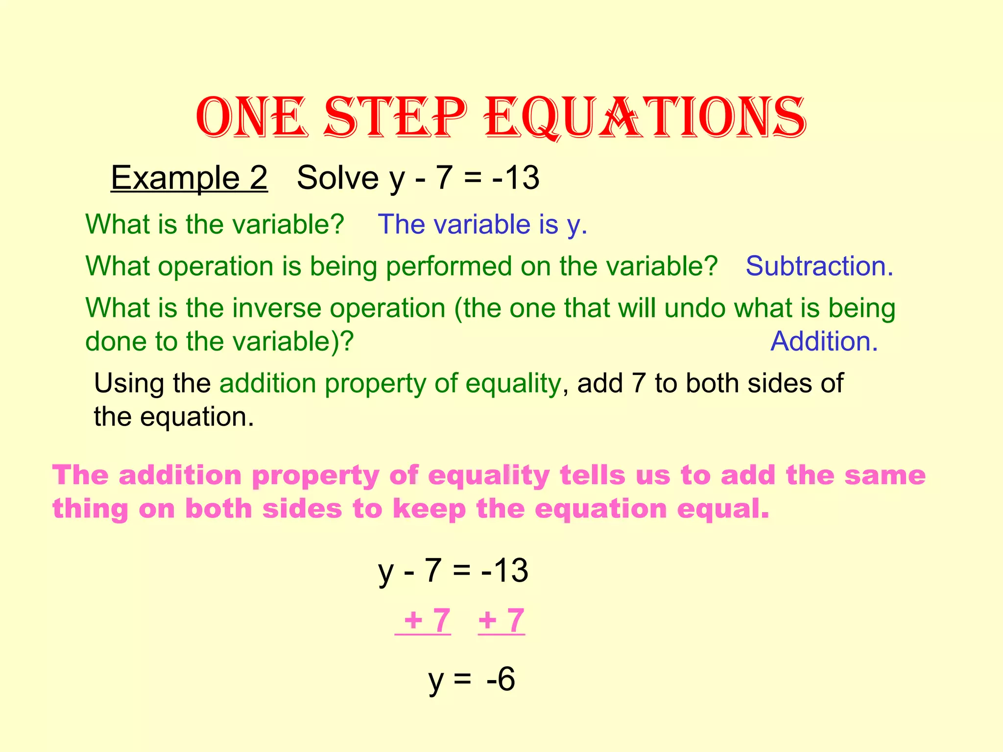 one step equations | PPT