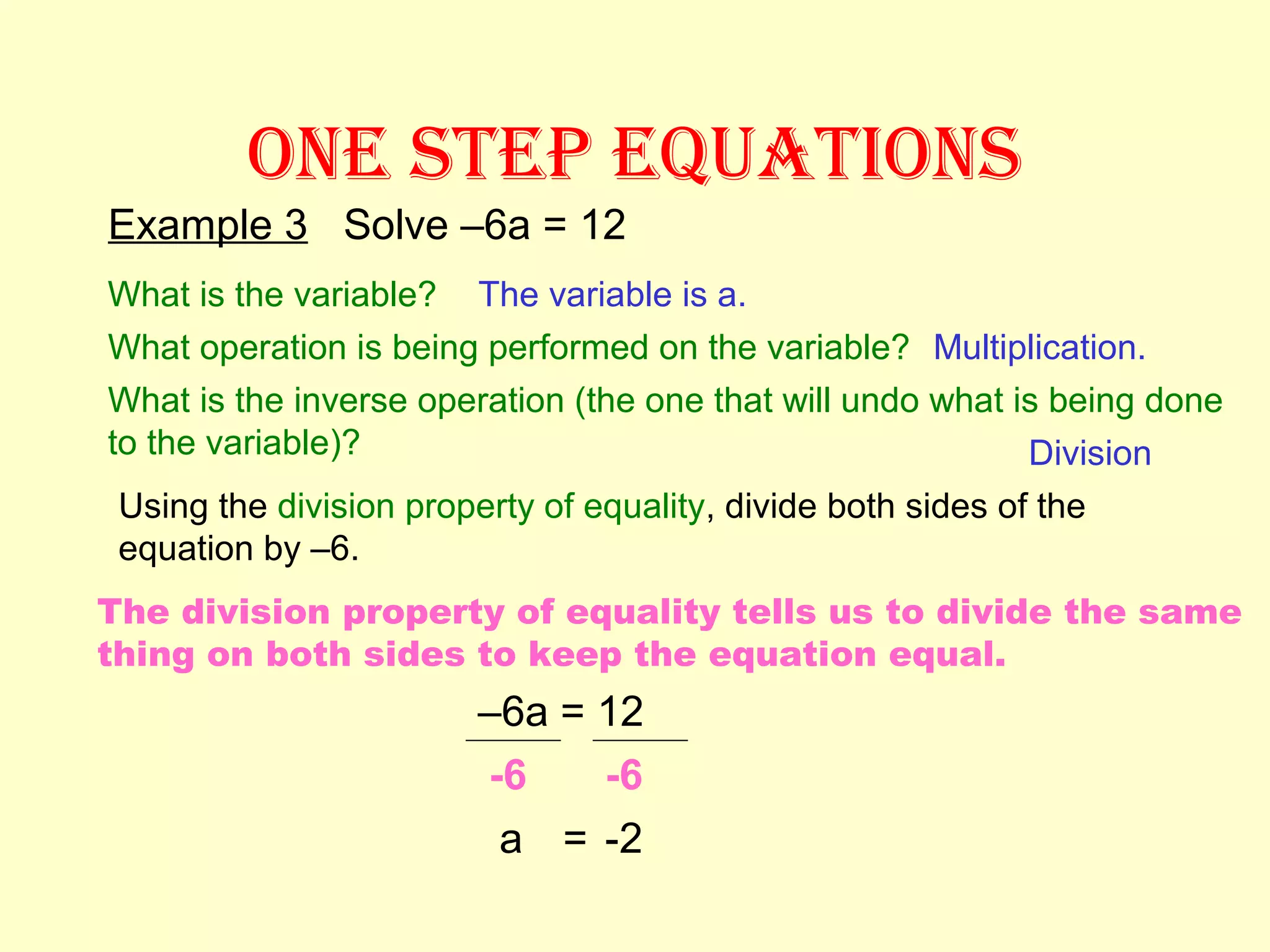 one step equations | PPT