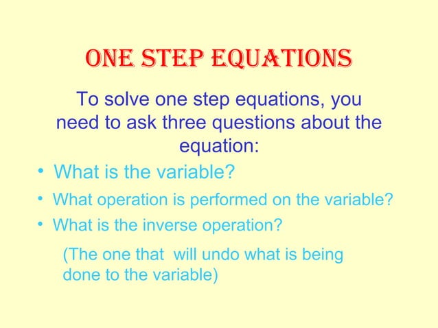 one step equations | PPT