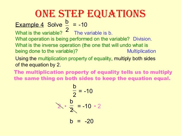 One Step Equations One Step Equations