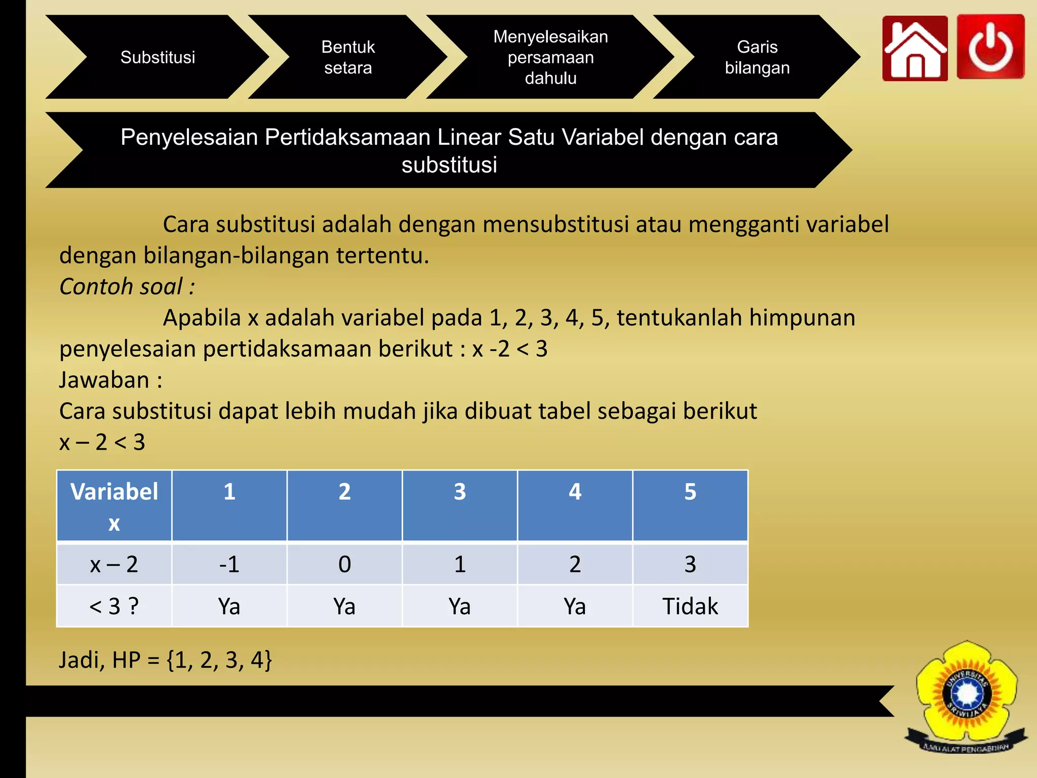 Powerpoint Pertidaksamaan Linear Satu Variabel | PPTX