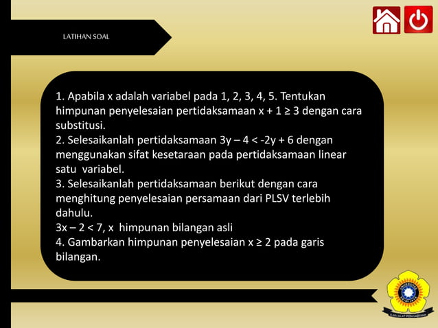 Powerpoint Pertidaksamaan Linear Satu Variabel | PPTX