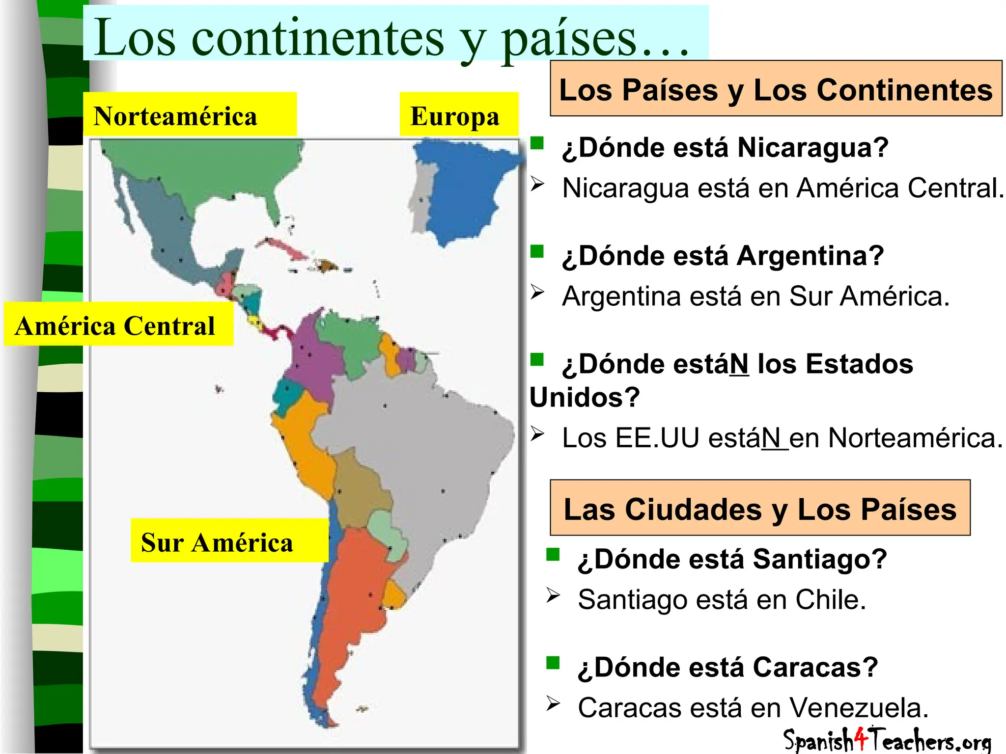 PowerPoint_Paises_Hispanohablantes_Capitales_y_Continentes.ppt | South ...