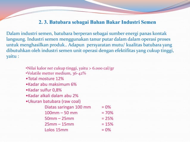 parameter kualitas dan pemanfaatan batubara | PPTX