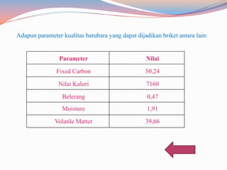 parameter kualitas dan pemanfaatan batubara | PPTX