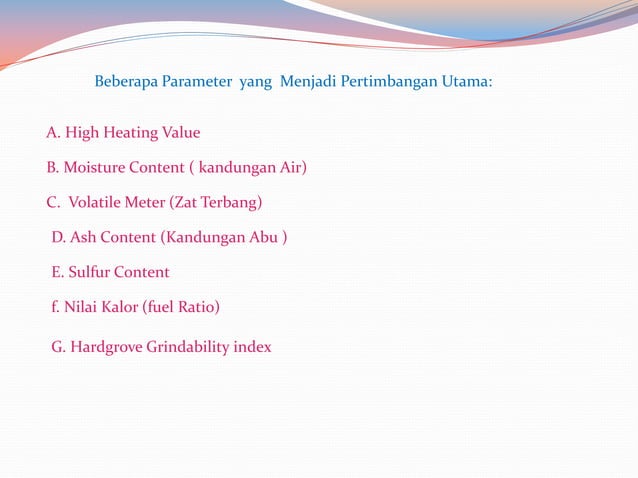 parameter kualitas dan pemanfaatan batubara | PPTX