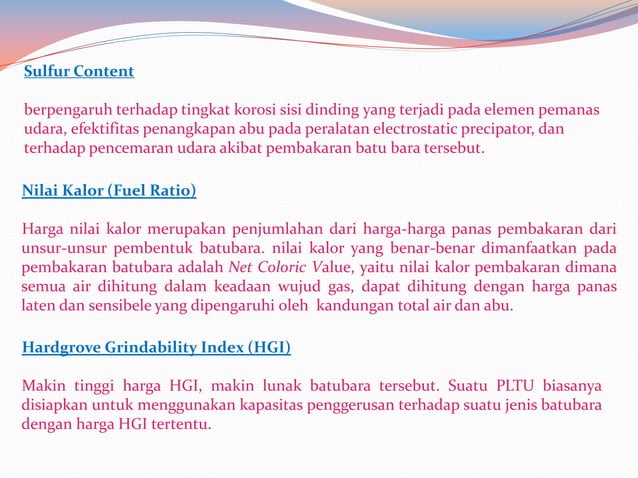 parameter kualitas dan pemanfaatan batubara | PPTX