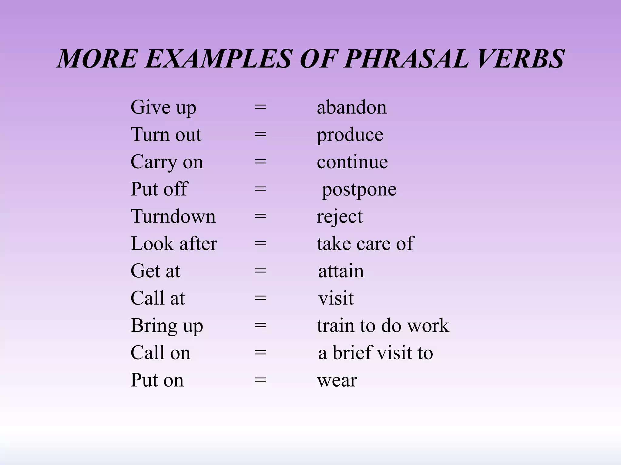 Power point phrasal verbs | PPTX