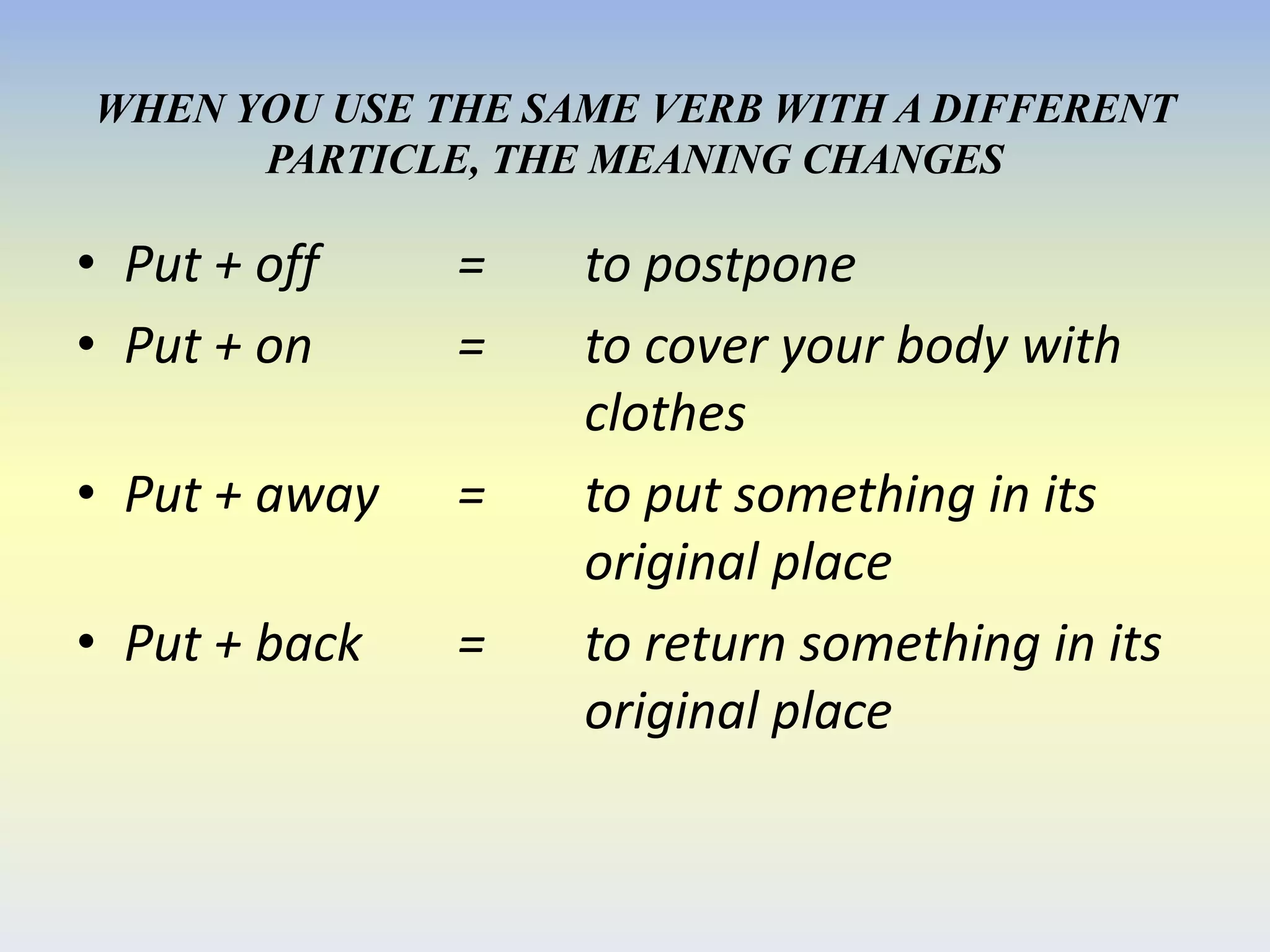 Power point phrasal verbs | PPTX