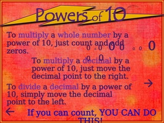 Multiplying and dividing decimals by powers of ten | PPTX