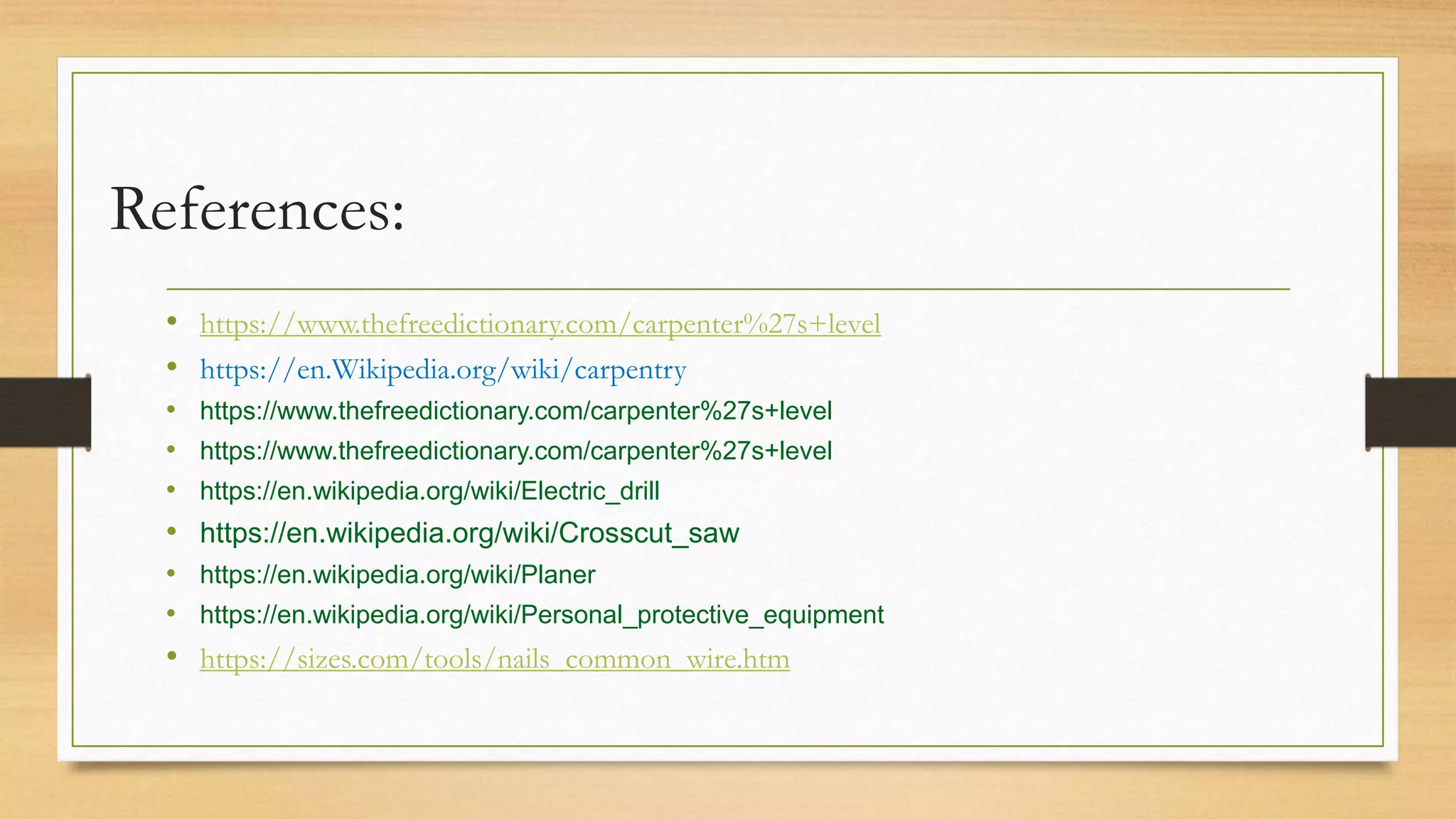 Carpentry Tools | PPTX