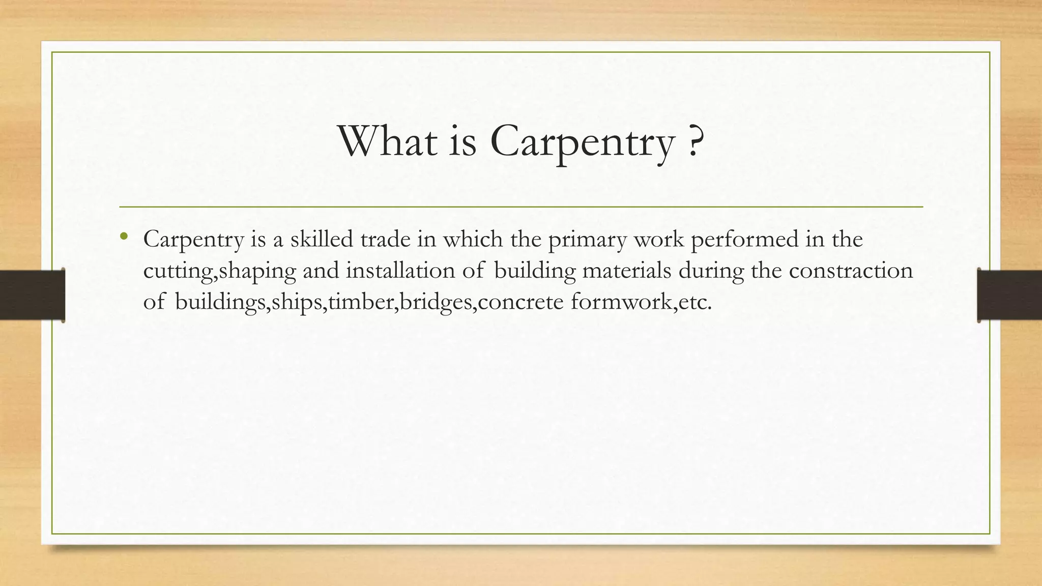 Carpentry Tools | PPTX