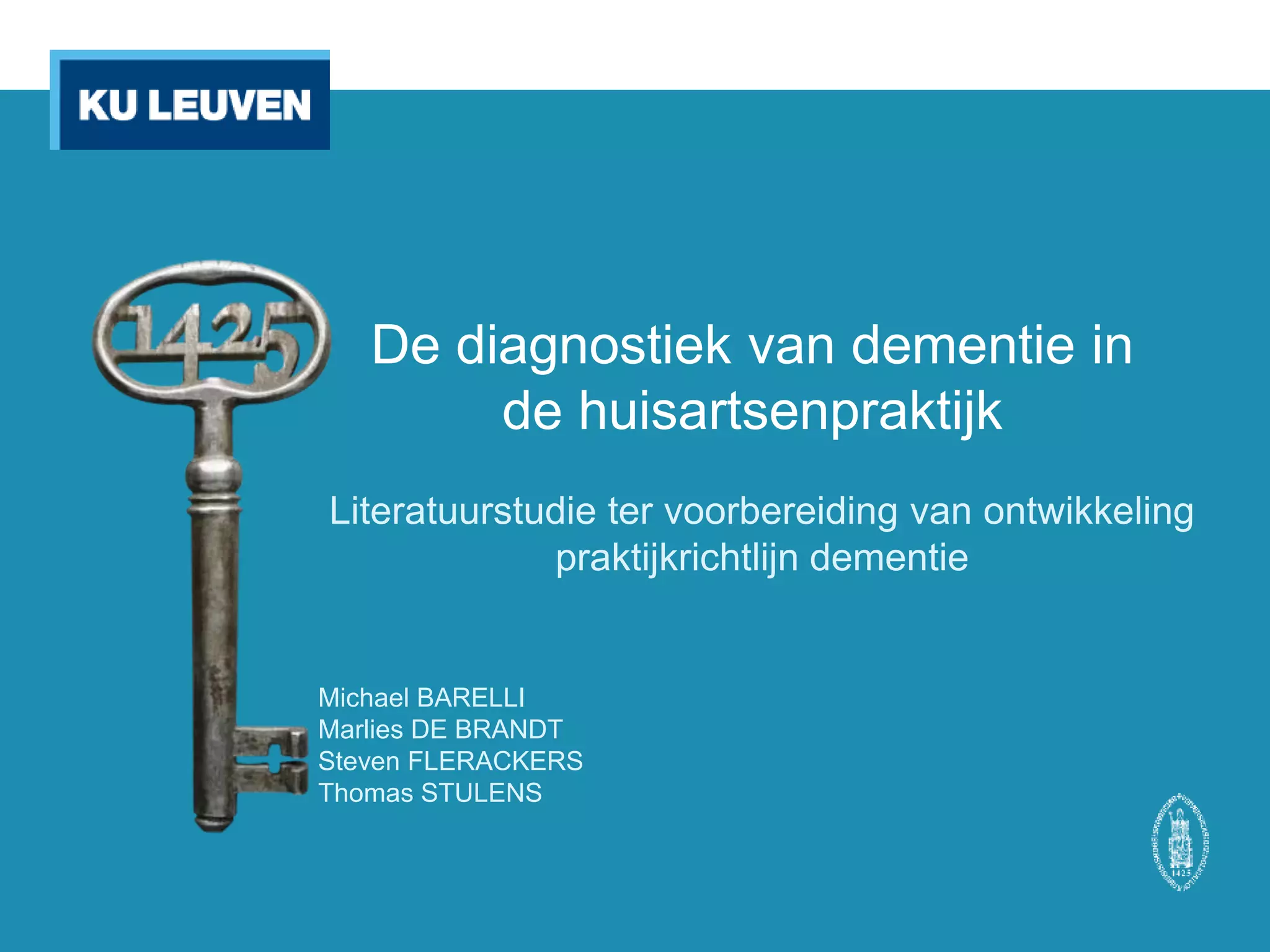 Powerpoint praktijkrichtlijn diagnostiek van dementie 20 6 | PPTX