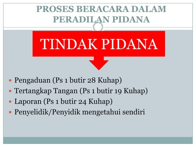 PROSES BERACARA DALAM PERADILAN PIDANA | PPTX