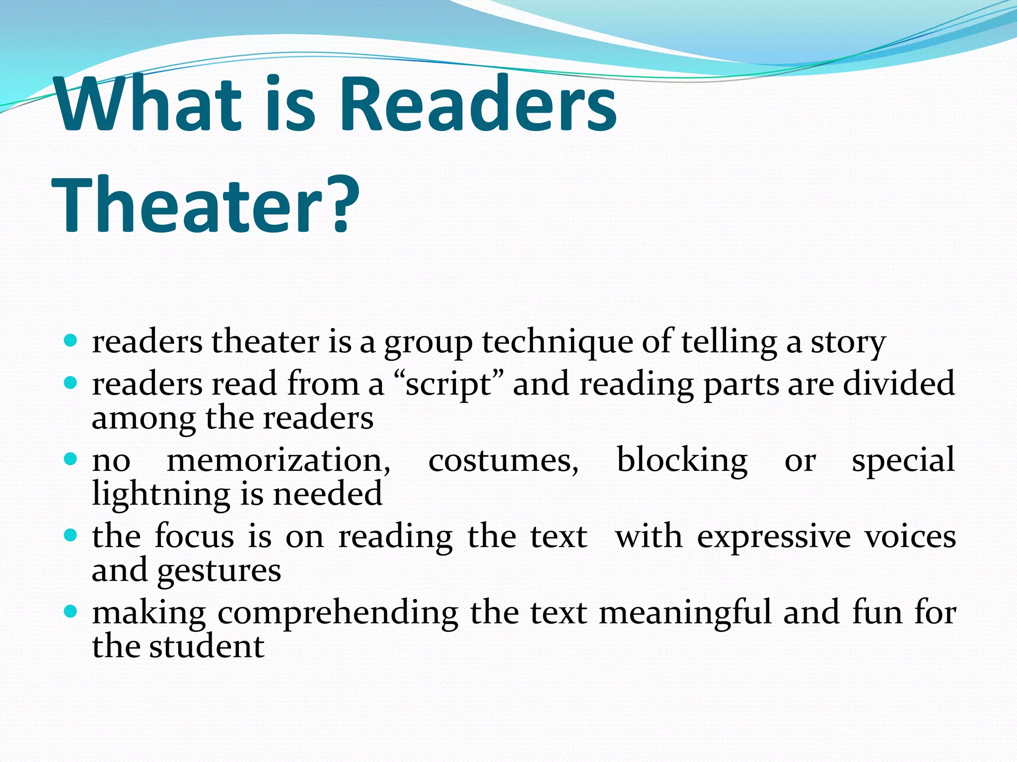 Readers Theater and Chamber Theater | PPTX