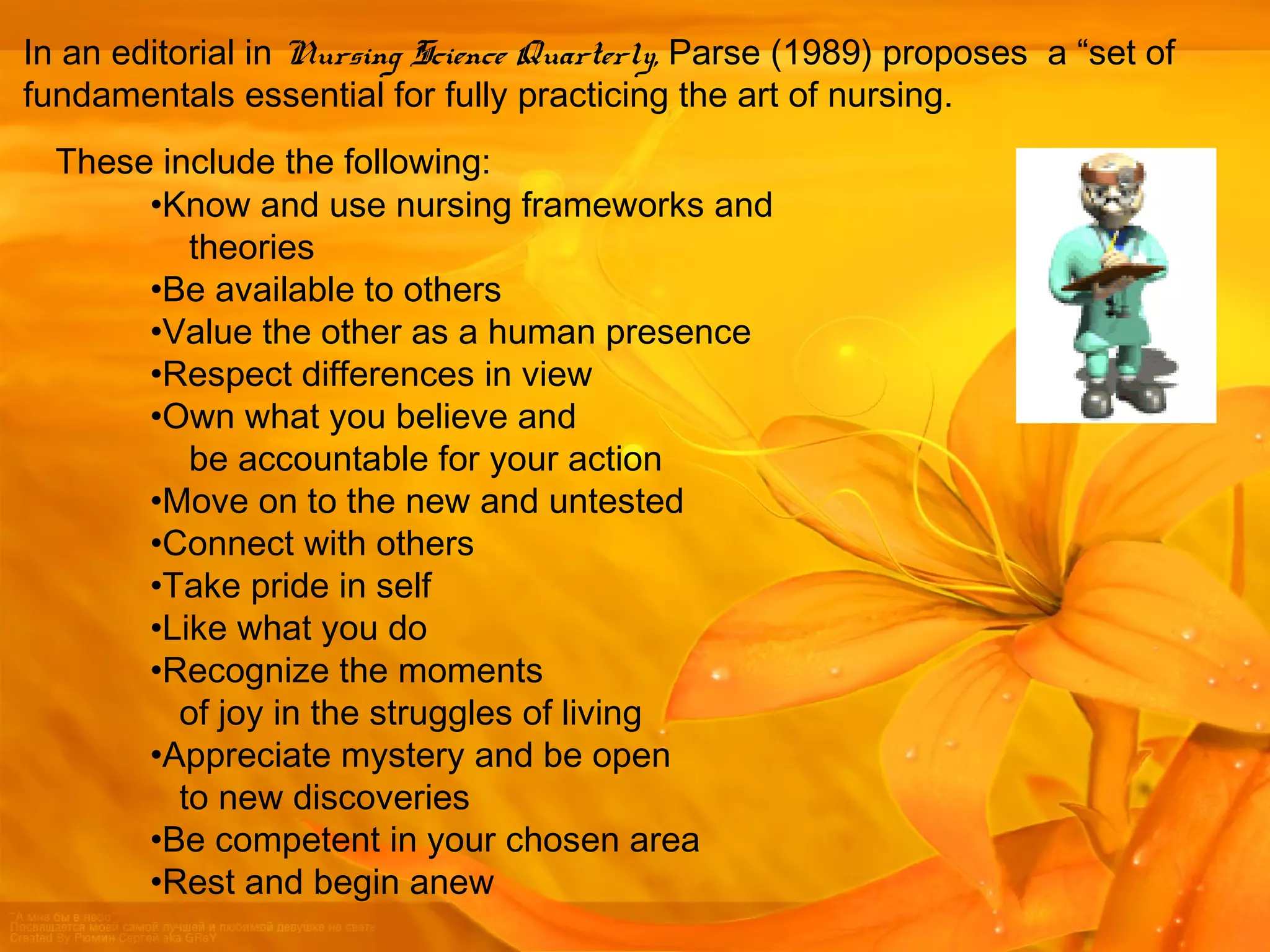 Theory Of Human Becoming By Rosemarie Rizzo Parse Ppt