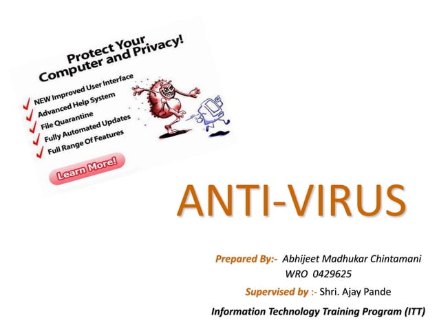 ANTIVIRUS AND VIRUS Powerpoint presentation | PPTX