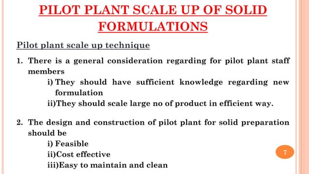 Pilot Plant scale up techniques in Pharmaceutical industry | PDF ...