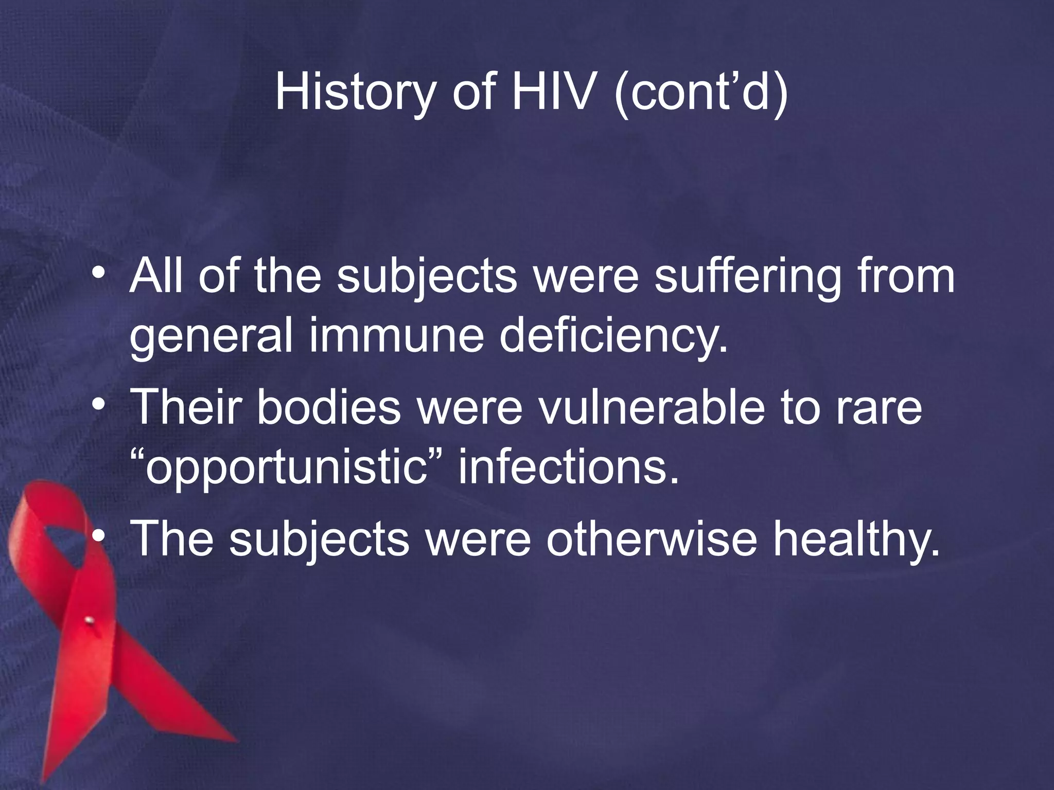 Power point presentation -The History of HIV/AIDS | PPT