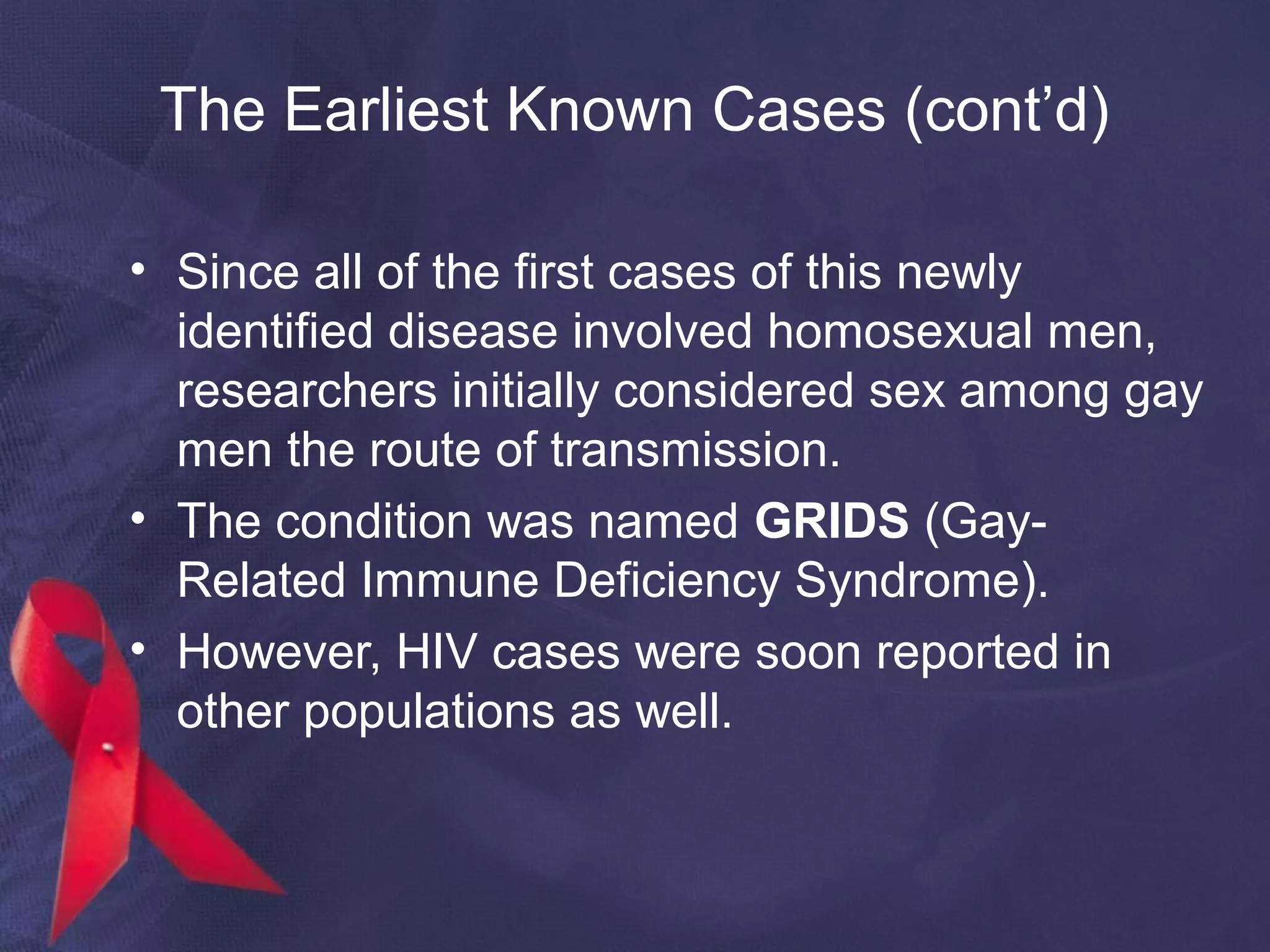 Power point presentation -The History of HIV/AIDS | PPT