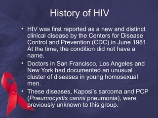 Power point presentation -The History of HIV/AIDS | PPT