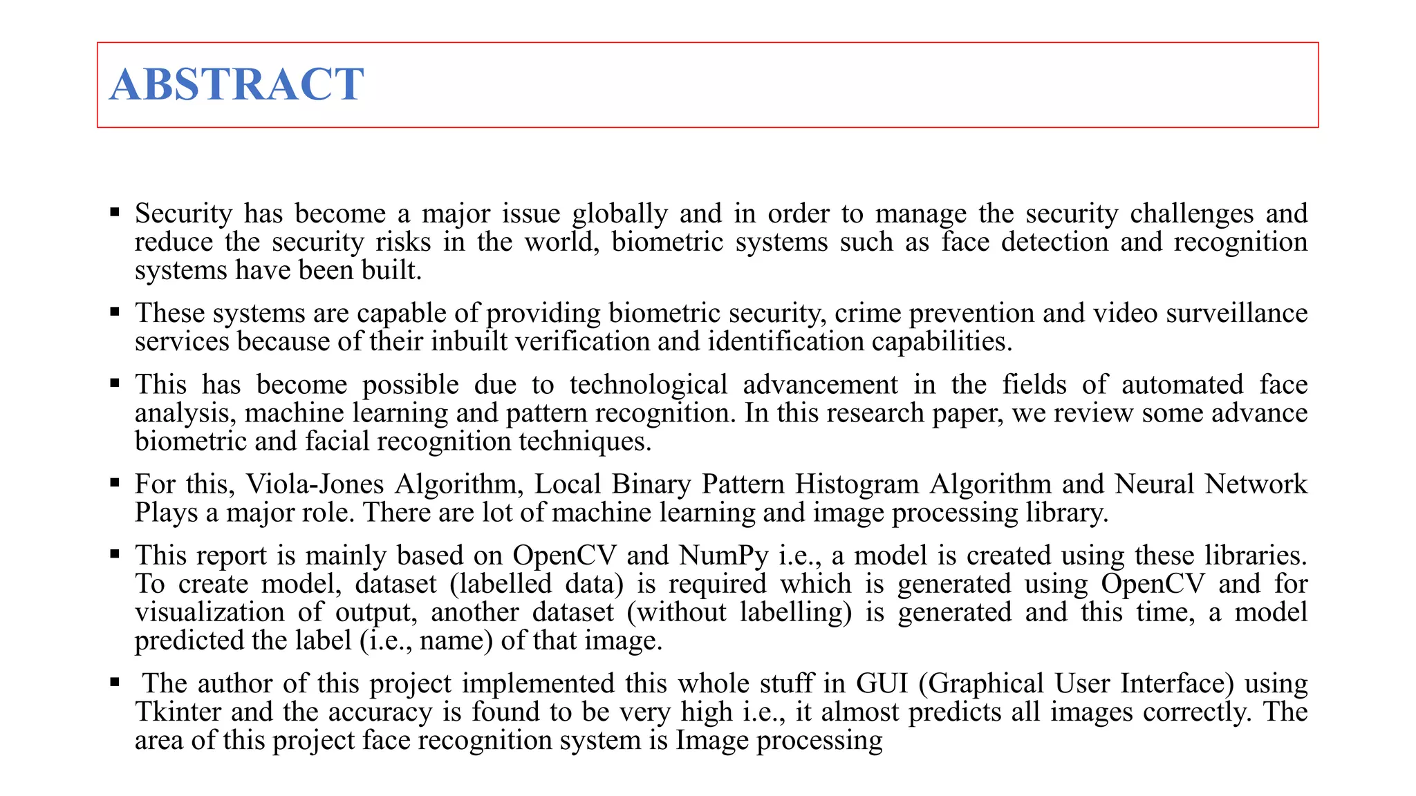 Face Recognition System | PPTX