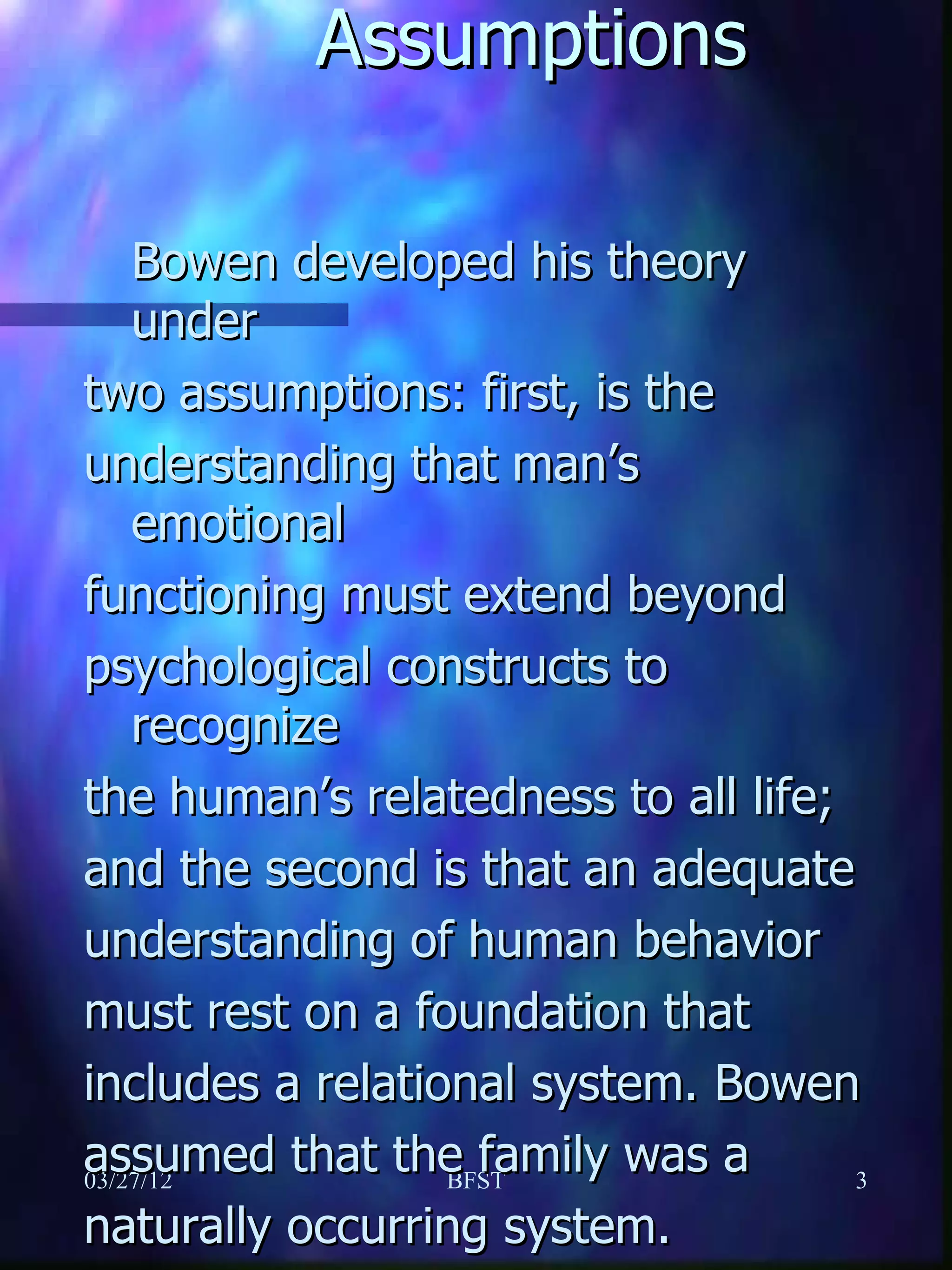 Bowen Family Systems: Model of Practice at www.Cunninghamtherapy.com