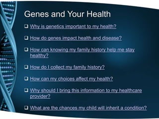 Answering your questions about genetics and your health | Genes in Life ...