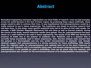 Using Polycaprolactone for Tissue Regeneration | PPTX | Chemistry | Science